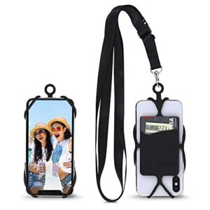 gear beast universal crossbody pocket cell phone lanyard compatible with iphone, galaxy & most smartphones, includes phone case holder,neck strap black