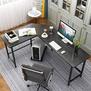 umekesa l shaped desk black corner computer desk for home office gaming l desk study writing table pc laptop workstation, modern design l desk