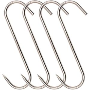 alele 10" meat hook 10mm heavy duty stainless steel butcher hooks for hanging beef (10inch 10mm 4p)