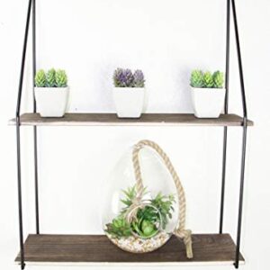 Admired By Nature ABN5E096-NTRL 2 Tier Rustic Wooden Floating Wall Mounted Hanging Shelves, C. Natural