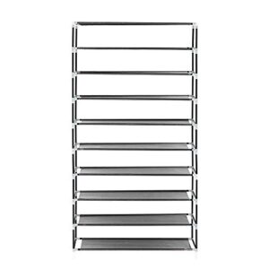 Knocbel 10 Tiers Shoe Rack Dustproof & Water-Resistant Non-Woven Fabric Closet Storage Cabinet Organizer with Side Pockets, 34" x 11 1/8" x 60 7/8" (Gray)