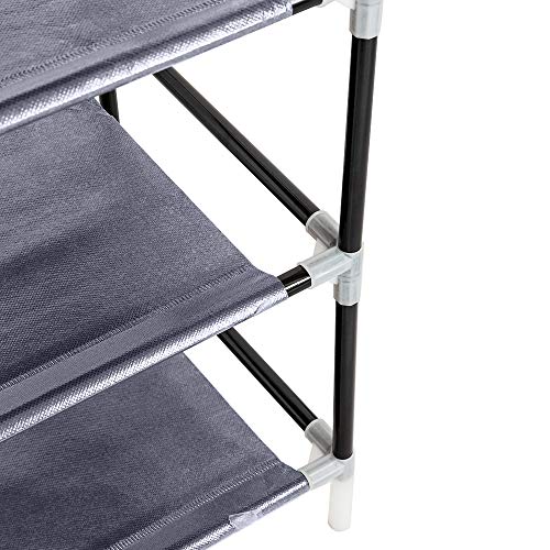 Knocbel 10 Tiers Shoe Rack Dustproof & Water-Resistant Non-Woven Fabric Closet Storage Cabinet Organizer with Side Pockets, 34" x 11 1/8" x 60 7/8" (Gray)