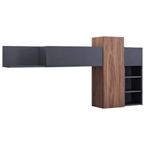 modway scope mid-century modern wall mounted shelves, walnut