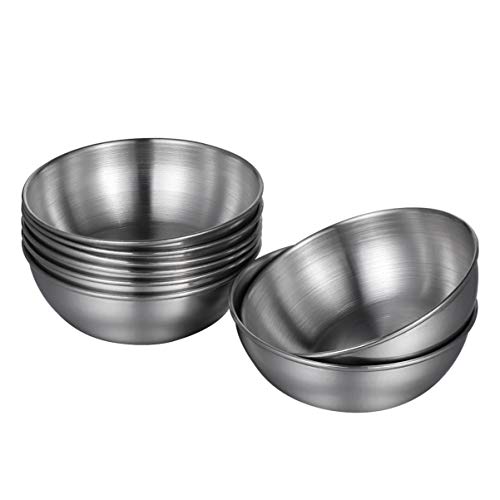 Healeved 8pcs Stainless Steel Sauce Dishes Round Seasoning Dishes Sushi Dipping Bowls Saucers Bowl Mini Appetizer Plates Seasoning Dish Saucer Plates Mini Bowls 3.15 Inch