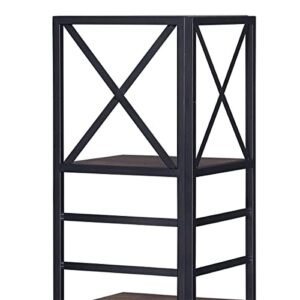 HOMISSUE 6 Tier Industrial Corner Shelf Unit, Tall Bookcase Storage Display Rack for Home Office, Rustic Brown