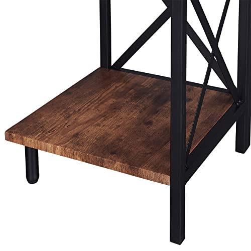 HOMISSUE 6 Tier Industrial Corner Shelf Unit, Tall Bookcase Storage Display Rack for Home Office, Rustic Brown