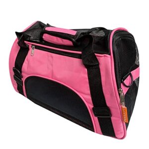 pkkajlyt pet carrier bag, cat travel portable bag home, airline approved duffle bags, for little dogs, cats and puppies, small animals (small, pink)