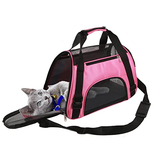 PKKAJLYT Pet Carrier Bag, Cat Travel Portable Bag Home, Airline Approved Duffle Bags, for Little Dogs, Cats and Puppies, Small Animals (Small, Pink)