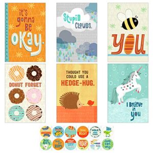 hallmark encouragement cards assortment for kids or adults (12 cards and envelopes, 12 stickers), model: 5stz5110