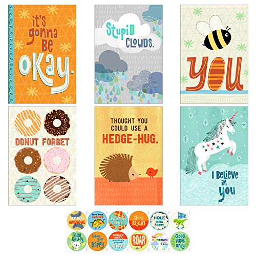 Hallmark Encouragement Cards Assortment For Kids Or Adults (12 Cards and Envelopes, 12 Stickers), Model: 5STZ5110