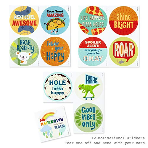 Hallmark Encouragement Cards Assortment For Kids Or Adults (12 Cards and Envelopes, 12 Stickers), Model: 5STZ5110