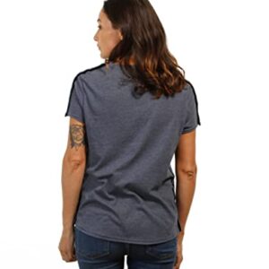 MAI Post Shoulder Surgery Shirts Premium | Easy Snaps on Shirt Sides and Full Arm Opening | Women Short Sleeve Shirt | Chemo Clothing | Soft Fabric | Dialysis Clothing Heather Blue | Adaptive Clothing