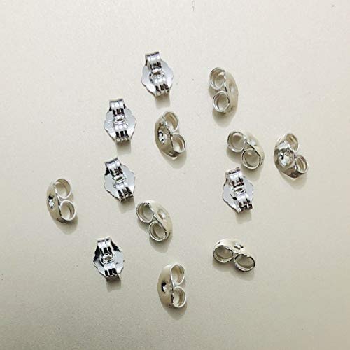 12pcs/6 Pairs 925 Sterling Silver Earring Backs Replacement Secure Ear Locking for Stud Earrings Ear Nut for Posts, 5x6mm