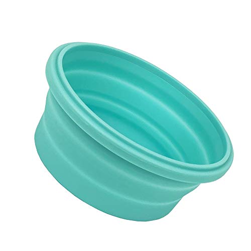 CARTINTS Small Collapsible Bowl Silicone Food Storage Containers Collapsible Camping Bowl for Travel Camping Hiking with Airtight Plastic Lids and 2Pack Silicone Dish Sponges- Blue, 350ml