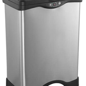 SIMPLYKLEEN SensaPed Touch Sensor 10.5-Gallon Rectangular Stainless Steel Trash Can with Lid