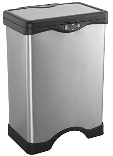 SIMPLYKLEEN SensaPed Touch Sensor 10.5-Gallon Rectangular Stainless Steel Trash Can with Lid