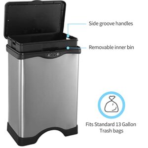 SIMPLYKLEEN SensaPed Touch Sensor 10.5-Gallon Rectangular Stainless Steel Trash Can with Lid