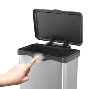 SIMPLYKLEEN SensaPed Touch Sensor 10.5-Gallon Rectangular Stainless Steel Trash Can with Lid