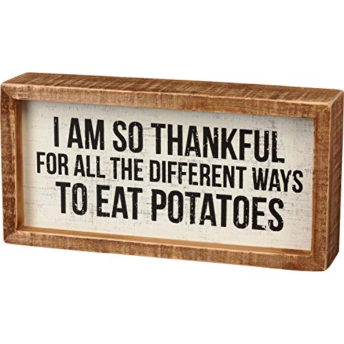 Primitives by Kathy Eat Potatoes Inset Sign, Wooden