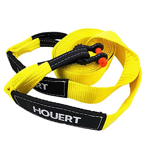 Houert Heavy Duty Tow Strap, 3inch x30ft Recovery Strap, 30,000 LBS Tow Strap, Vehicle Tow Straps with Protected Loop Ends, Emergency Car Automobile Off-Road Truck Accessories Towing Rope