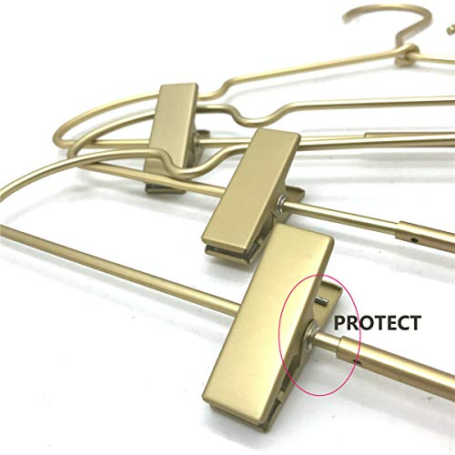 Koobay Premium 16.5” Matte Gold Metal Clothes Clips Hangers, Heavy Duty Skirt Slack Hangers, Metal Rack for Trousers Non Slip Clips, Clothes Hangers Display and Storage, 30 Pack