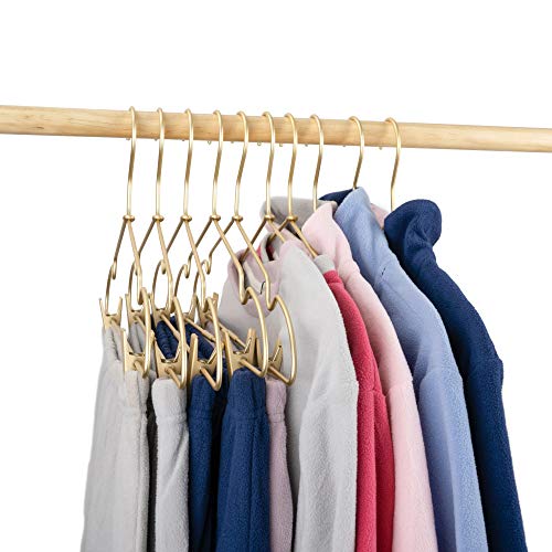 Koobay Premium 16.5” Matte Gold Metal Clothes Clips Hangers, Heavy Duty Skirt Slack Hangers, Metal Rack for Trousers Non Slip Clips, Clothes Hangers Display and Storage, 30 Pack