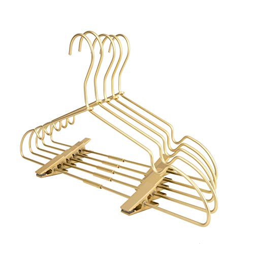 Koobay Premium 16.5” Matte Gold Metal Clothes Clips Hangers, Heavy Duty Skirt Slack Hangers, Metal Rack for Trousers Non Slip Clips, Clothes Hangers Display and Storage, 30 Pack