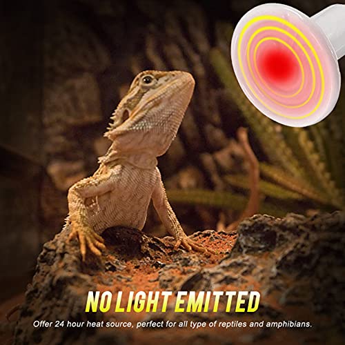 WUHOSTAM 2 Pack 100W White Ceramic Heat Lamp with 1-pcs Digital-Thermometer,No Light Infrared Reptile Heater Emitter Lamp Bulb for Pet Brooder Coop Chicken Lizard Turtle Snake Aquarium ETL Listed