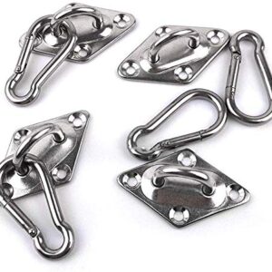 5 Pack M5 Stainless Steel Pad Eye Plate Hook and 5 Pack M5 Snap Hook , Ceiling Hook Ring Hooks Marine Hardware Staple Hook Loop with Screws