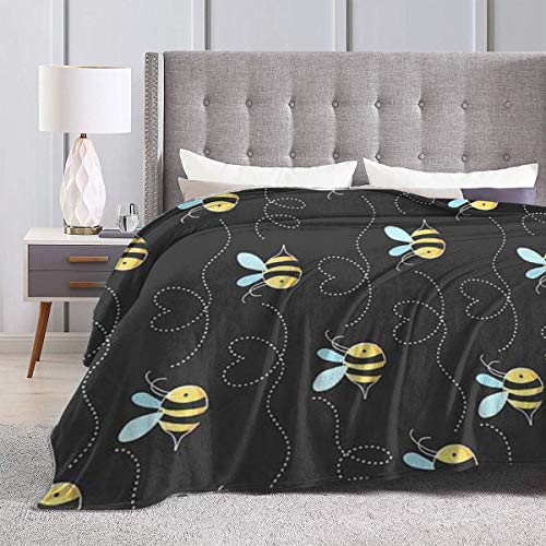 LIVE & LOVE Micro Fleece Blanket Throw Blanket Bumble Bees Print Ultra-Soft Fuzzy Light Weight Cozy Warm Fluffy Plush Blanket Microfiber for Bed Couch Chair Living Room Fall Winter Spring