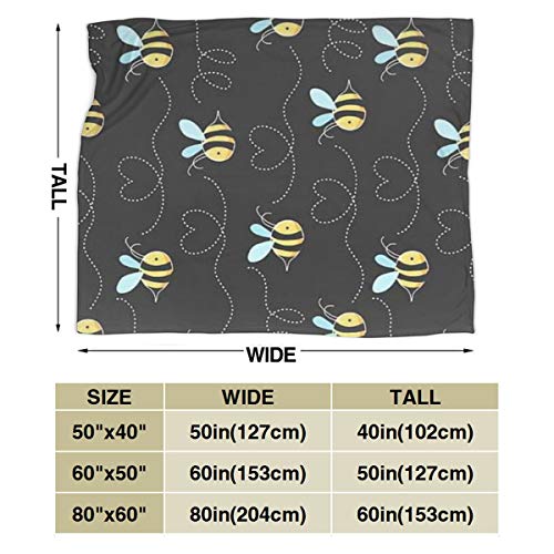 LIVE & LOVE Micro Fleece Blanket Throw Blanket Bumble Bees Print Ultra-Soft Fuzzy Light Weight Cozy Warm Fluffy Plush Blanket Microfiber for Bed Couch Chair Living Room Fall Winter Spring