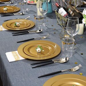 I00000 102 Pieces Solid Gold Disposable Plates, Gold Plastic Plates, Premium Plastic Party Plates Includes: 51 Dinner Plates 10.25 Inch and 51 Salad/Dessert Plates 7.5 Inch