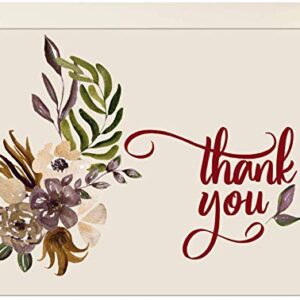 Funeral Thank You Cards - Sympathy Bereavement Thank You Cards With Envelopes - Message Inside (25, Fall Flowers)