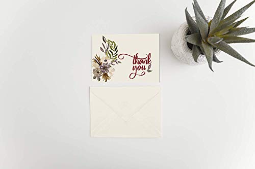 Funeral Thank You Cards - Sympathy Bereavement Thank You Cards With Envelopes - Message Inside (25, Fall Flowers)