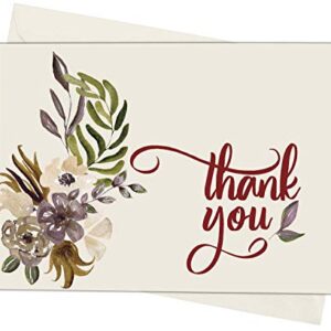 Funeral Thank You Cards - Sympathy Bereavement Thank You Cards With Envelopes - Message Inside (25, Fall Flowers)