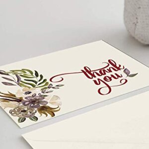 Funeral Thank You Cards - Sympathy Bereavement Thank You Cards With Envelopes - Message Inside (25, Fall Flowers)