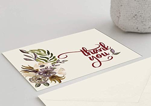 Funeral Thank You Cards - Sympathy Bereavement Thank You Cards With Envelopes - Message Inside (25, Fall Flowers)