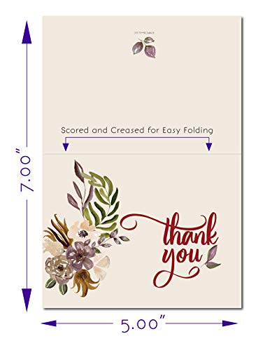 Funeral Thank You Cards - Sympathy Bereavement Thank You Cards With Envelopes - Message Inside (25, Fall Flowers)