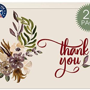 Funeral Thank You Cards - Sympathy Bereavement Thank You Cards With Envelopes - Message Inside (25, Fall Flowers)