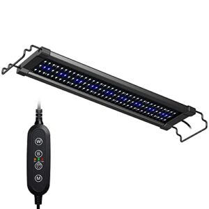 nicrew classicled gen 2 aquarium light, dimmable led fish tank light with 2-channel control, white and blue leds, high output, size 18 to 24 inch, 15 watts