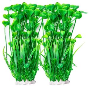 2 pcs artificial green water plants, fish tank aquarium decorations, made of soft plastic