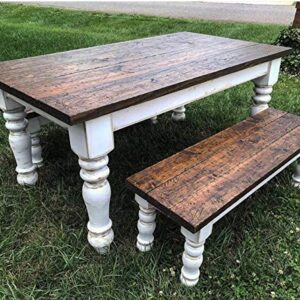 CAROLINA LEG CO. Chunky Pine Dining and Bench Combo - Farmhouse Legs - Set of 4 Dining and Bench Legs - Unfinished - Made in NC