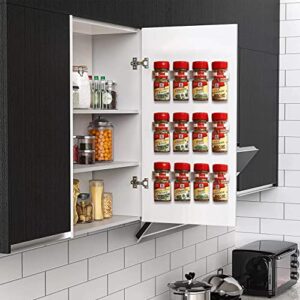 plastic kitchen spice rack organizer 20 spice gripper clip strips cabinet door for spice containers - 4 strips, holds 20 jars