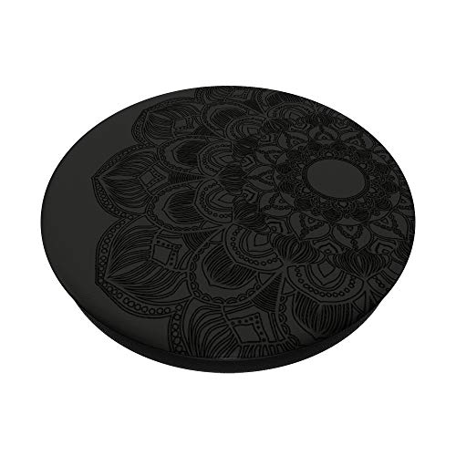 Black Carnation Mandala Floral Lotus Retro Art Zen Yoga Gift PopSockets PopGrip: Swappable Grip for Phones & Tablets