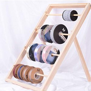 MOCOHANA Large Wooden Ribbon Organizer Rack Wood Lace Dispenser Rolls Curling Spool Storage Container Embroidery Thread Holder Stand