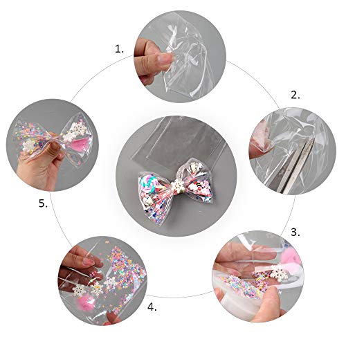 David accessories Clear Transparent PVC Plastic Packet Shaker Bag to Bows 5 x 6 inch 50 Pcs for DIY Hair Bows Boutique Projects (PVC Transparent Bag B)