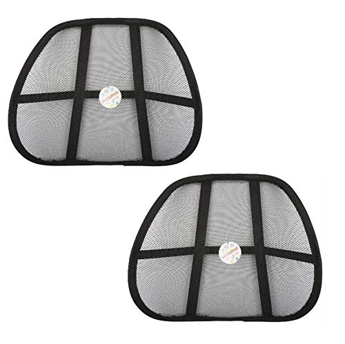 Lumbar Support Mesh Back Support Cushion for Car Seat, Office Chair, Gaming Chair (Black, 2 Pack)