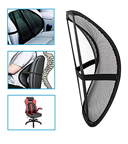 Lumbar Support Mesh Back Support Cushion for Car Seat, Office Chair, Gaming Chair (Black, 2 Pack)