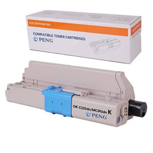 C332 C332DN Kuncheng Compatible Toner Cartridge for OKI Okidata C332 C332dn MC363 MC363dn Printers Replacement for 46508704 46508703 46508702 46508701 K/3,500 Pages,and CMY/3000pages(4-Color Pack