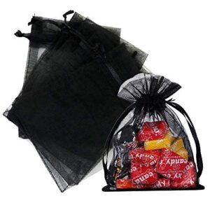 stratalife organza bags 4x6 jewelry bags drawstring black mesh gift bags small jewelry pouches candy bags party favor bags 100pcs (black)